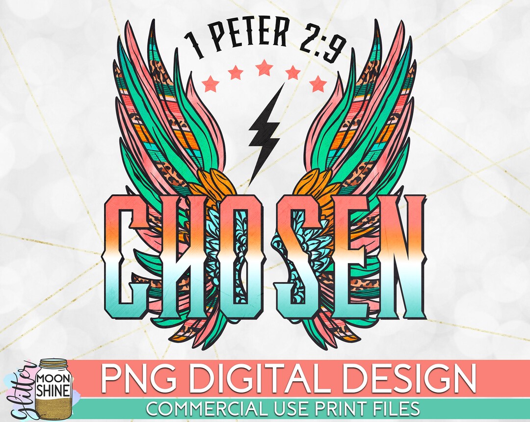 Chosen Retro Wings Serape PNG Print File for Sublimation or Print, DTG ...