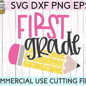 First Grade Pencil Svg Eps Dxf Png Cutting Files for Silhouette Cameo ...
