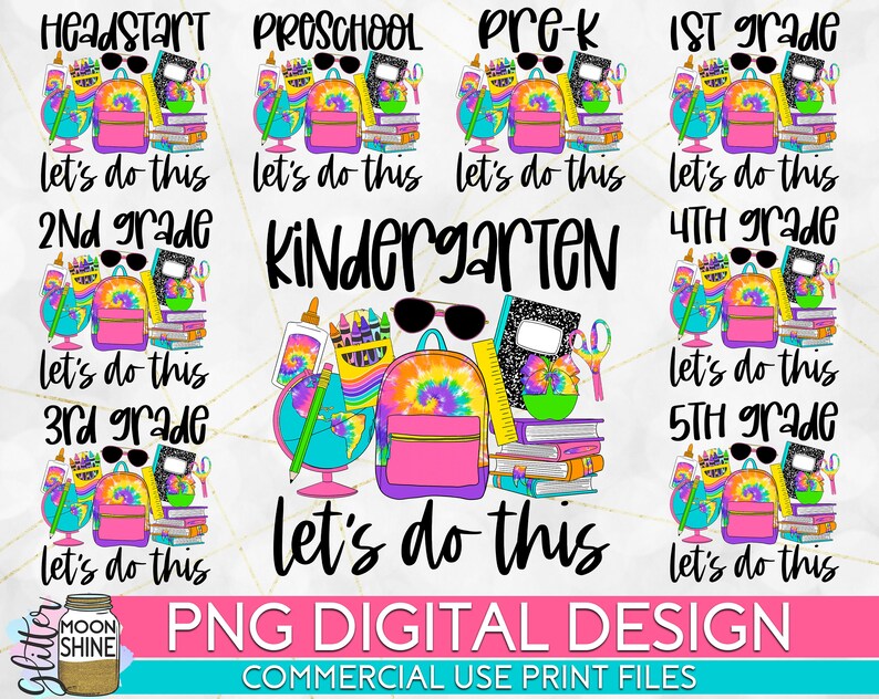 Let's Do This School Grade Bundle of 9 PNG Print File for - Etsy