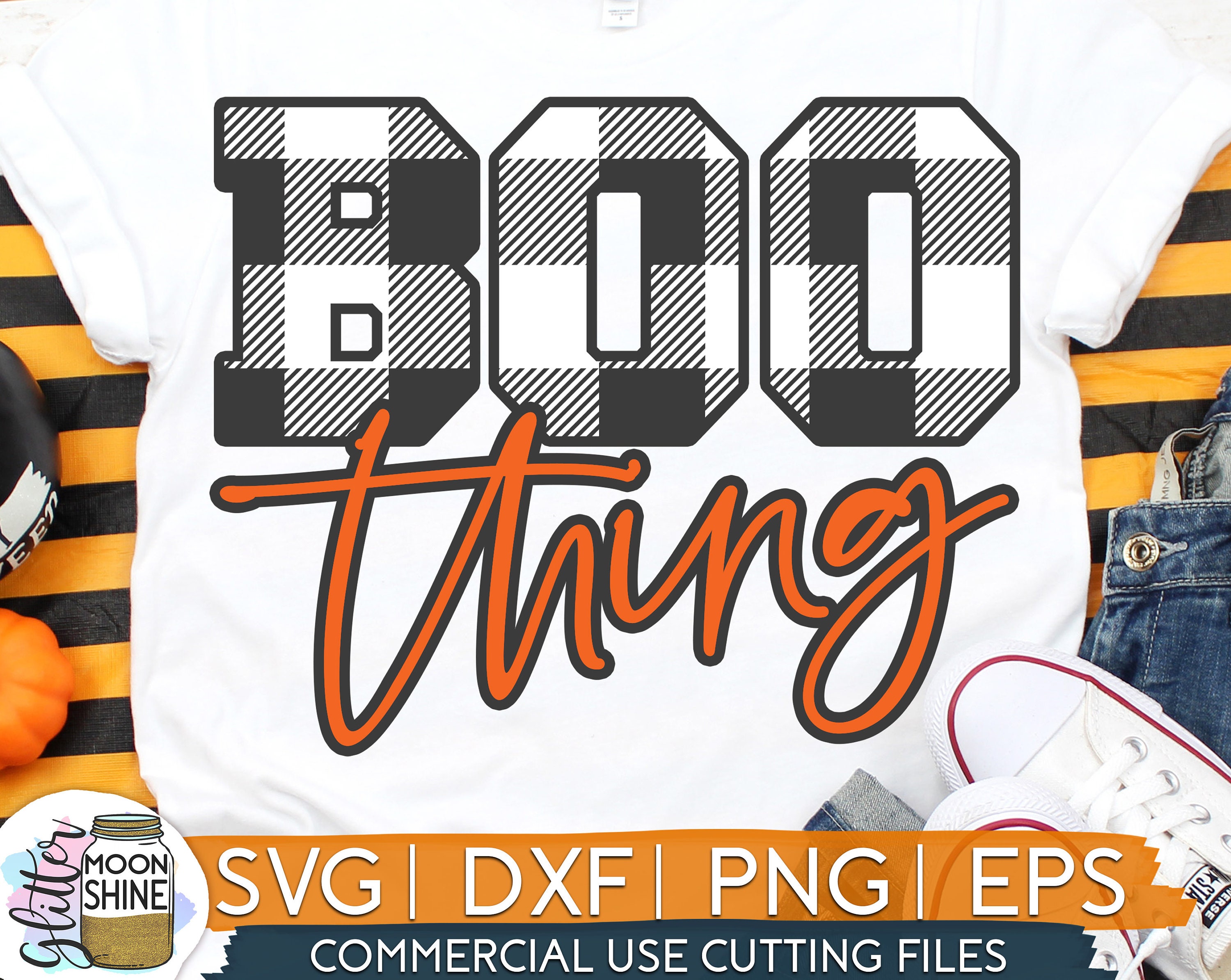 Boo Thing Halloween Plaid svg dxf eps png Files for Cutting | Etsy