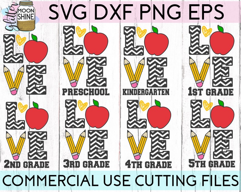 School Love Bundle of 8 Svg Eps Dxf Png Files for Cutting | Etsy