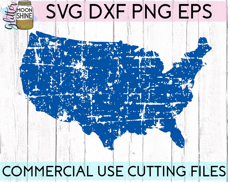 Distressed United States Map Svg Dxf Eps Png Files for Cutting - Etsy