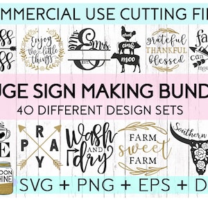 HUGE Sign Making Bundle of 40 Svg Eps Dxf Png Files for Cutting ...