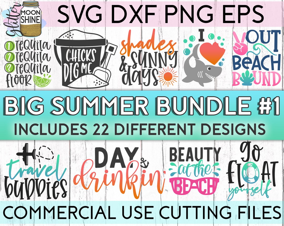 Big Summer Bundle of 22 #1 Svg Eps Dxf Png Files for Cutting Machines ...