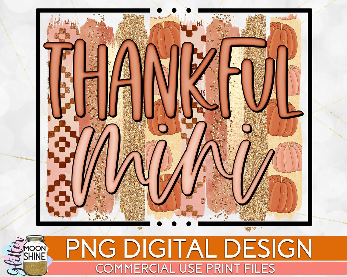Thankful Mini Pink Brush Strokes PNG Print File for | Etsy