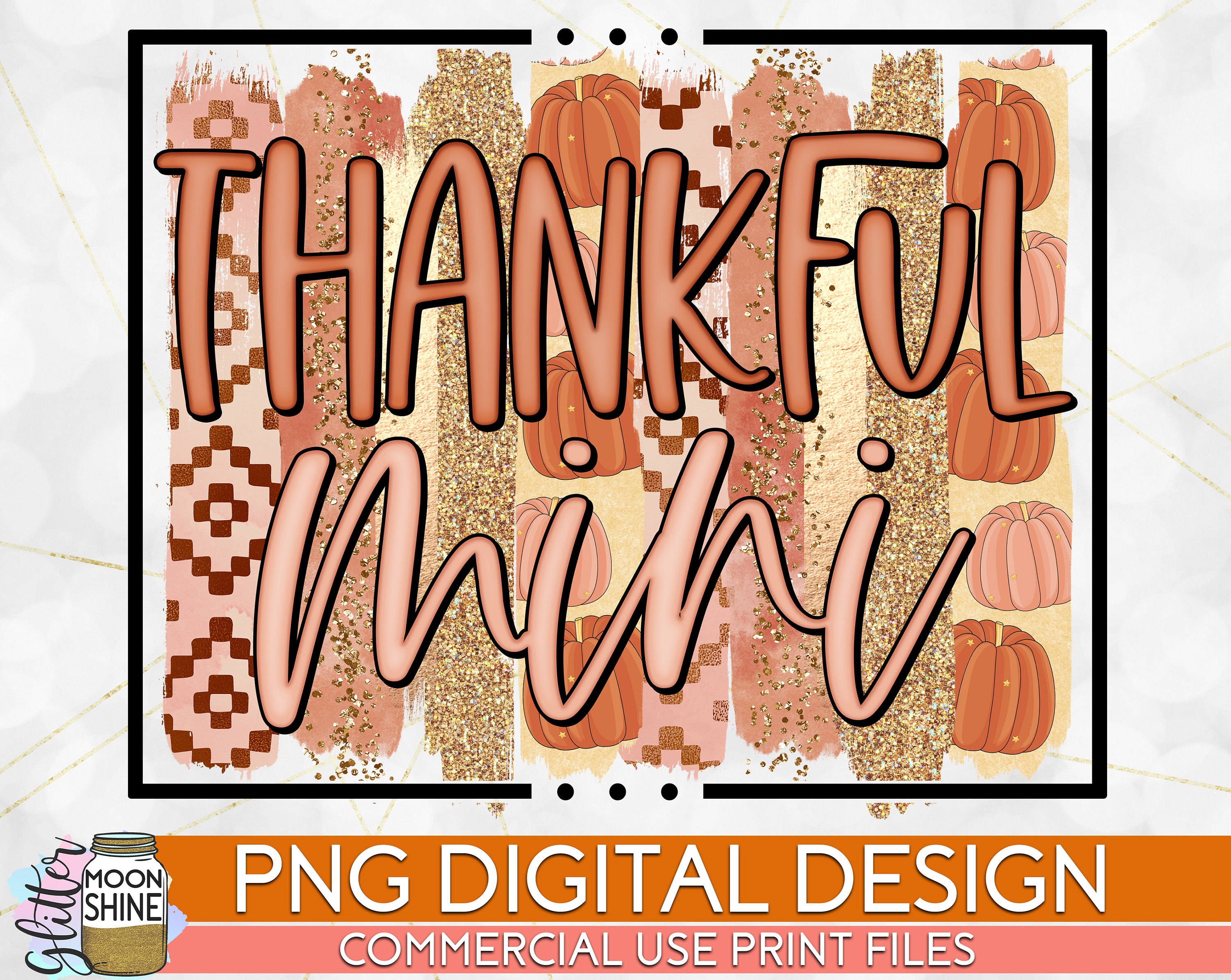 Thankful Mini Pink Brush Strokes PNG Print File for - Etsy