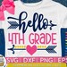 Hello 4th Grade Svg Eps Png Cutting Files for Silhouette Cameo Cricut ...