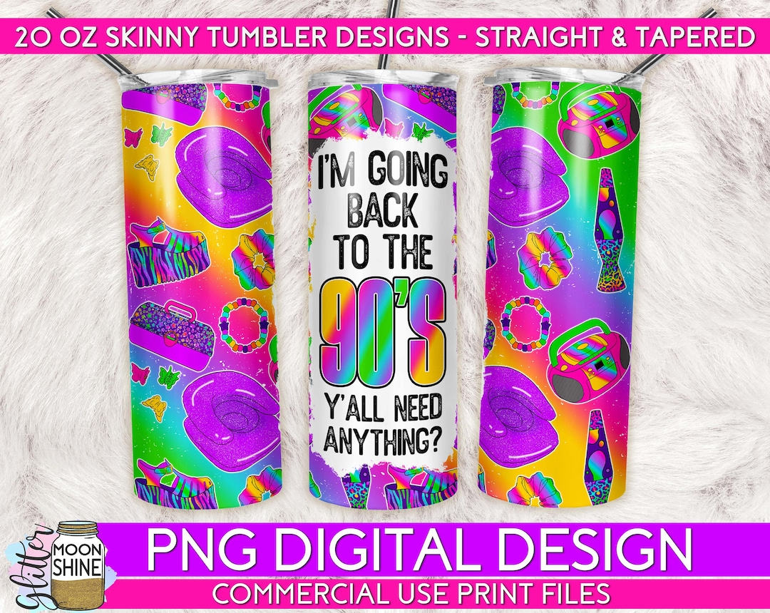 Back to the 90's Objects Tumbler PNG Print Files for 20 Oz Sublimation ...