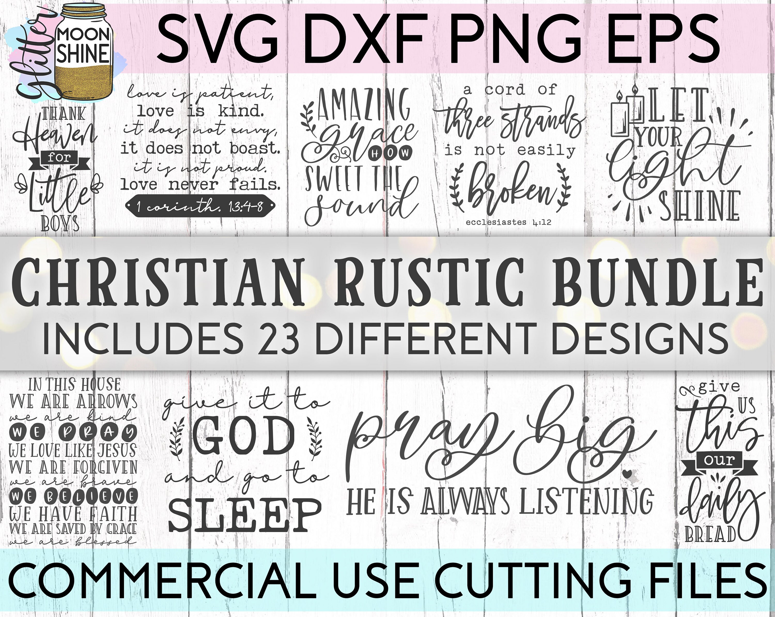 Christian Rustic Bundle of 21 Svg Eps Dxf Png Files for - Etsy