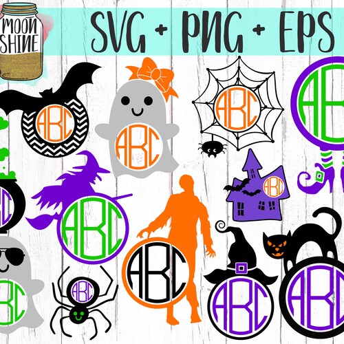 Halloween Monogram Frame Bundle Svg Eps Png Cutting Files for | Etsy