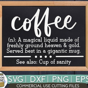 Coffee Definition Svg Eps Dxf Png Files for Cutting Machines Cameo ...
