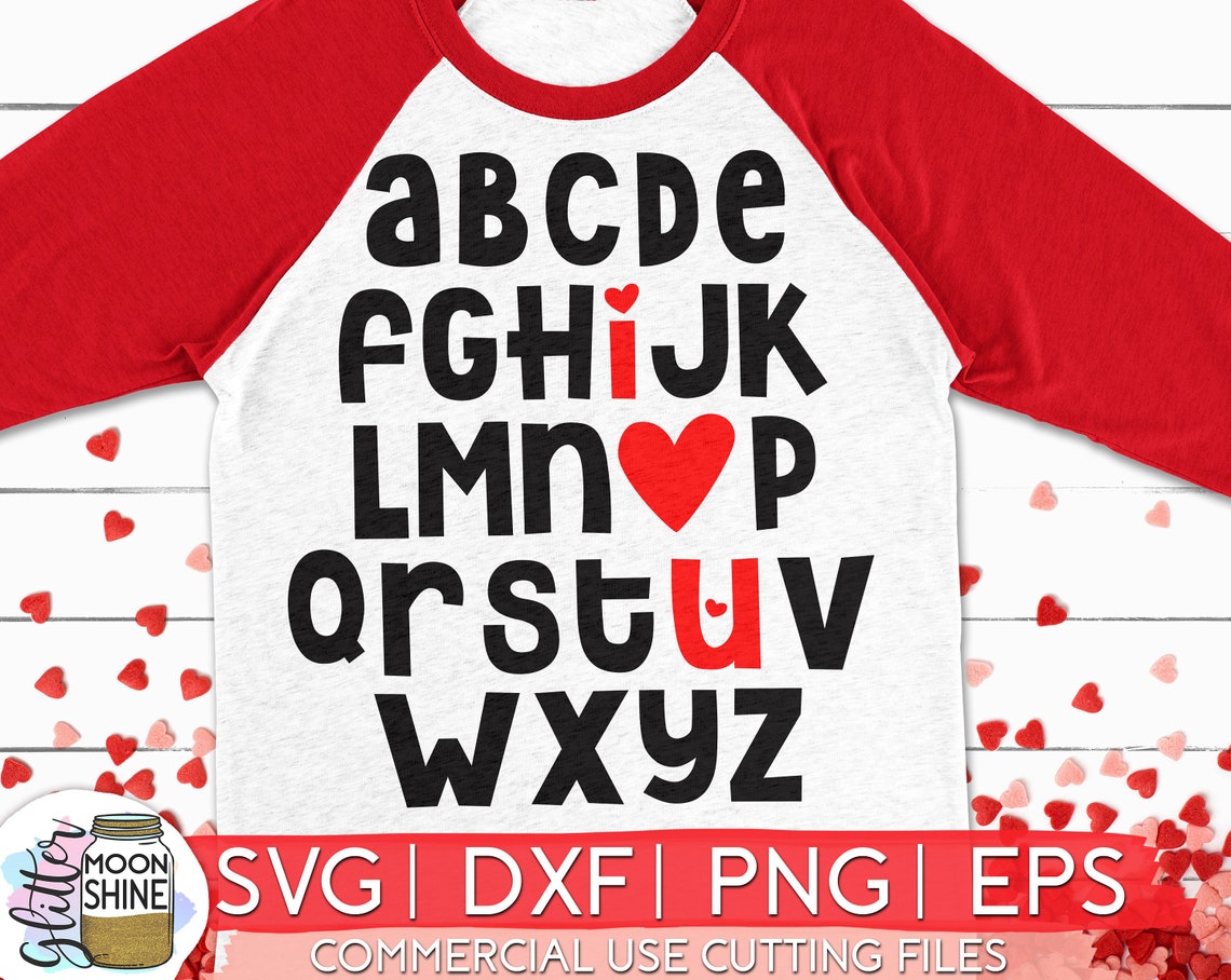 I Heart U Cute Alphabet Svg Eps Png Dxf Cutting Files for - Etsy