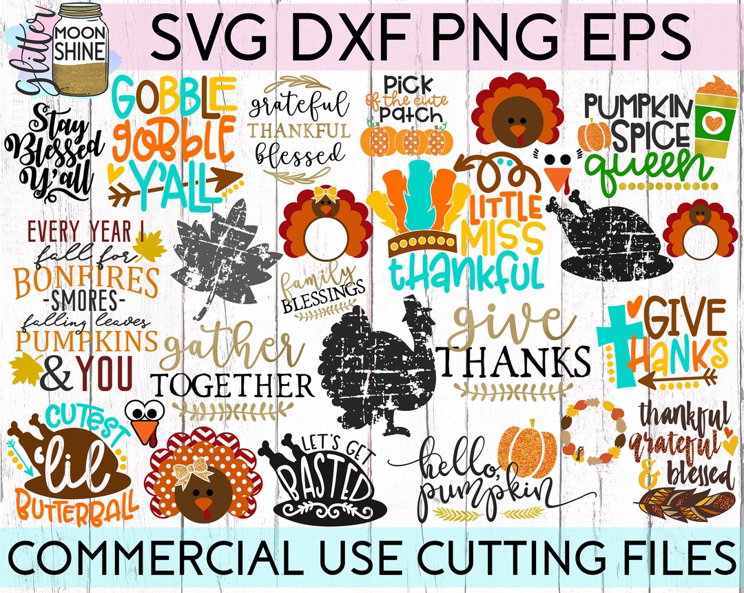 HUGE Thanksgiving Bundle Svg Dxf Png Eps Files for Cutting Machines ...