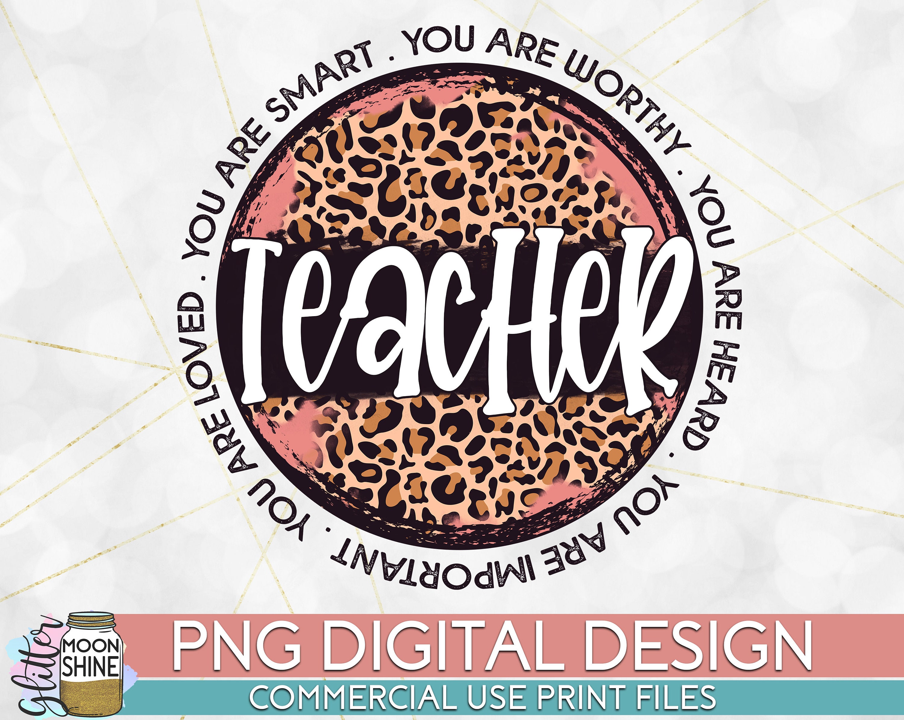 Teacher Leopard Grunge Circle PNG Print File for Sublimation - Etsy