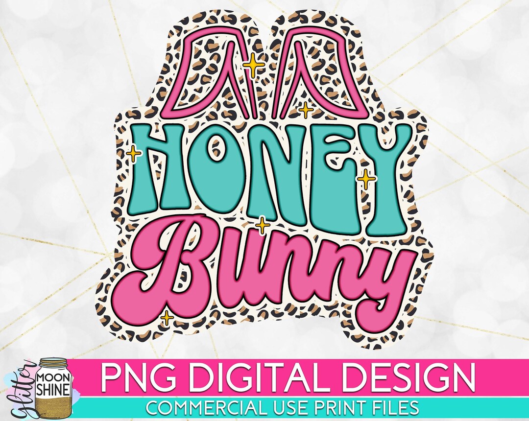 Honey Bunny Retro Leopard PNG Print File for Sublimation or Print, DTG ...