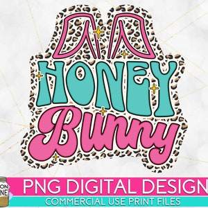 Honey Bunny Retro Leopard PNG Print File for Sublimation or Print, DTG ...