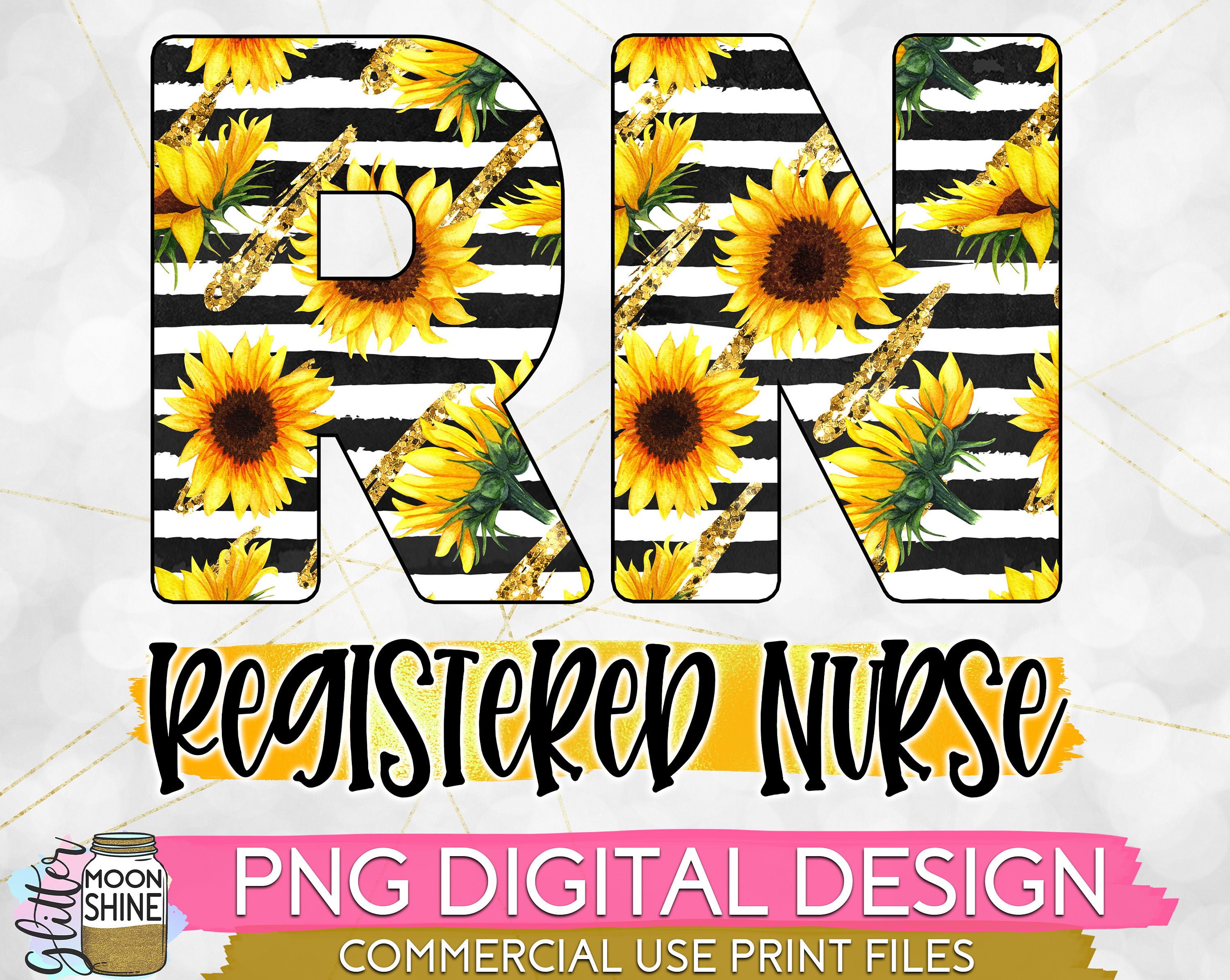 RN Nurse Sunflower PNG Print File for Sublimation or Print - Etsy