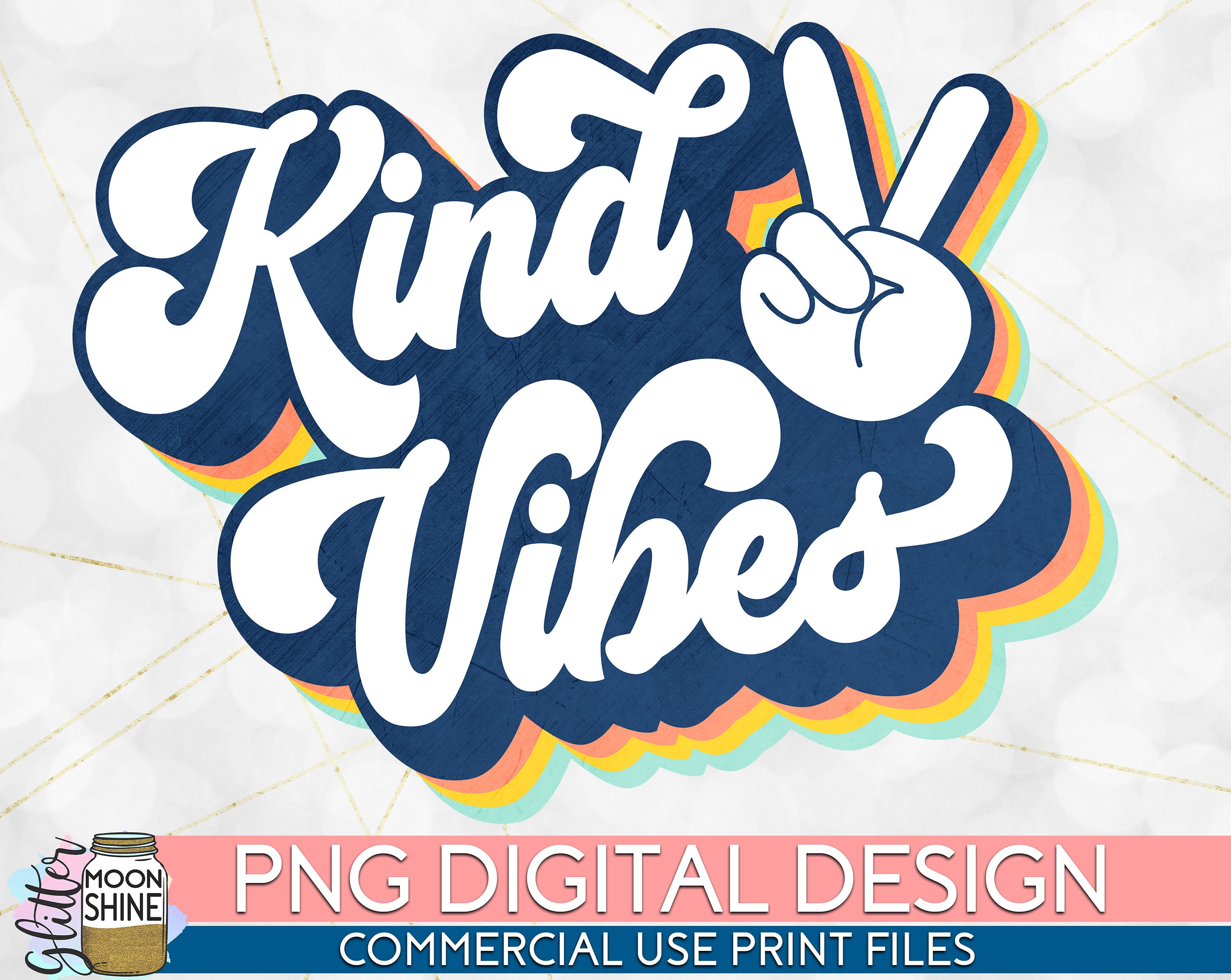 Kind Vibes Retro Peace Sign PNG Print File for Sublimation or - Etsy