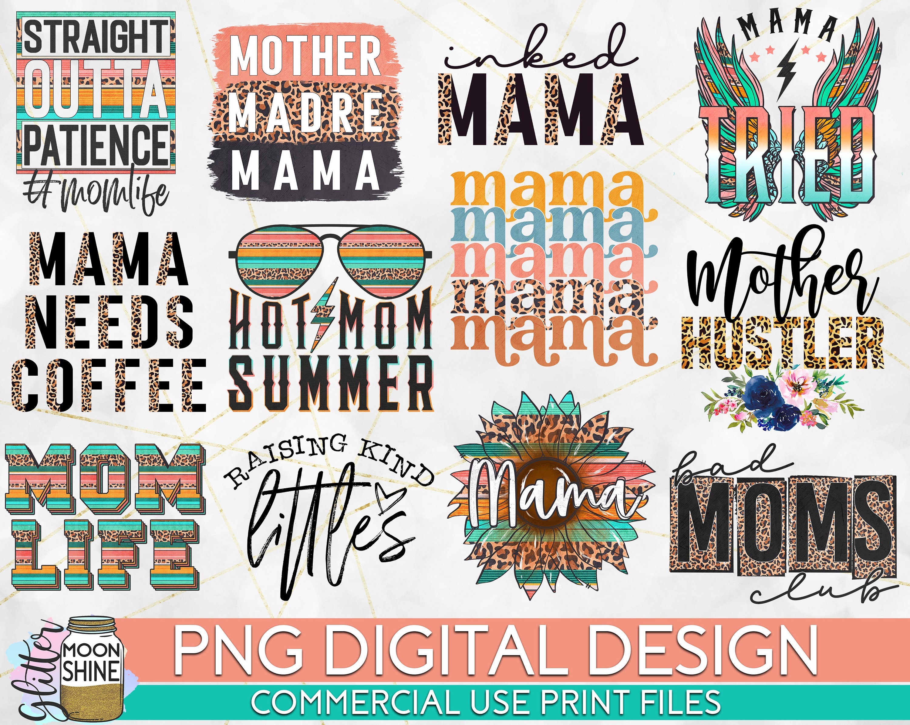 Mom Design Bundle 2 of 12 PNG Print File for Sublimation - Etsy