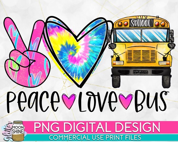Peace Love School Bus Driver PNG Print File for Sublimation or - Etsy