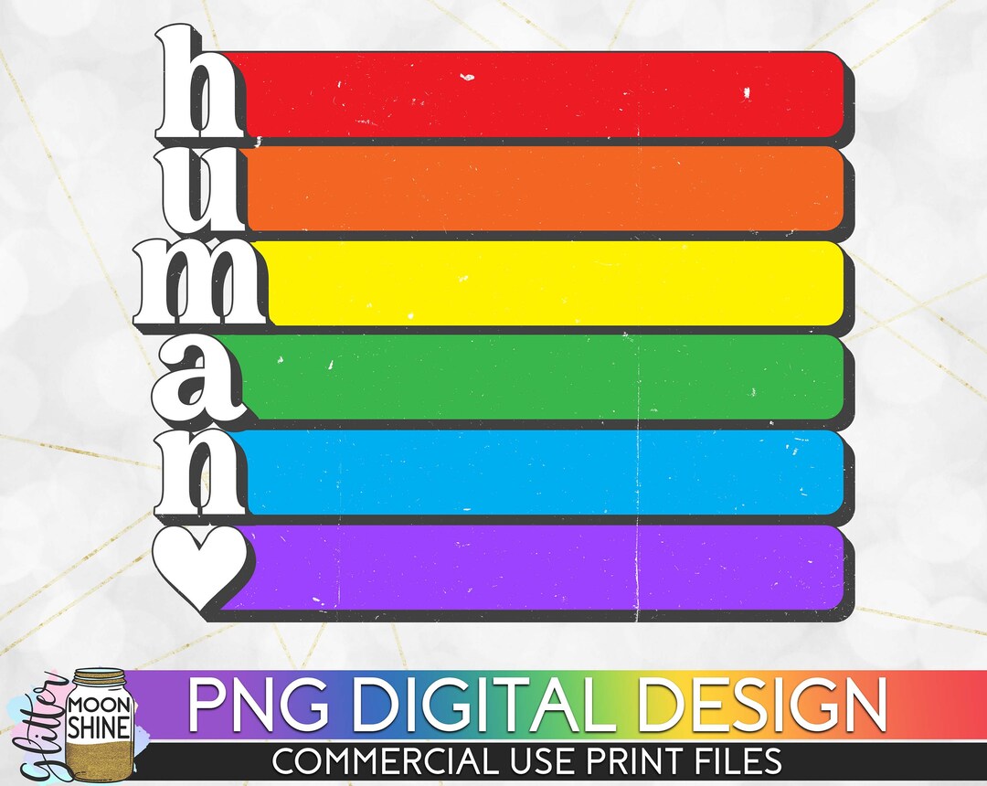 Human Rainbow Pride PNG Print File for Sublimation or Print, Retro ...