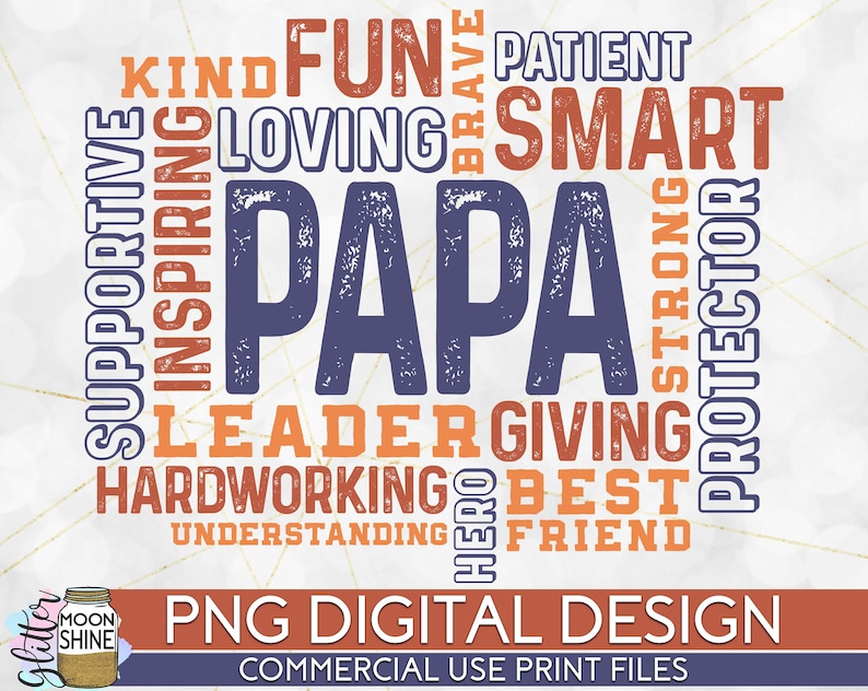 Papa Word Art PNG Print File for Sublimation or Print Daddy - Etsy