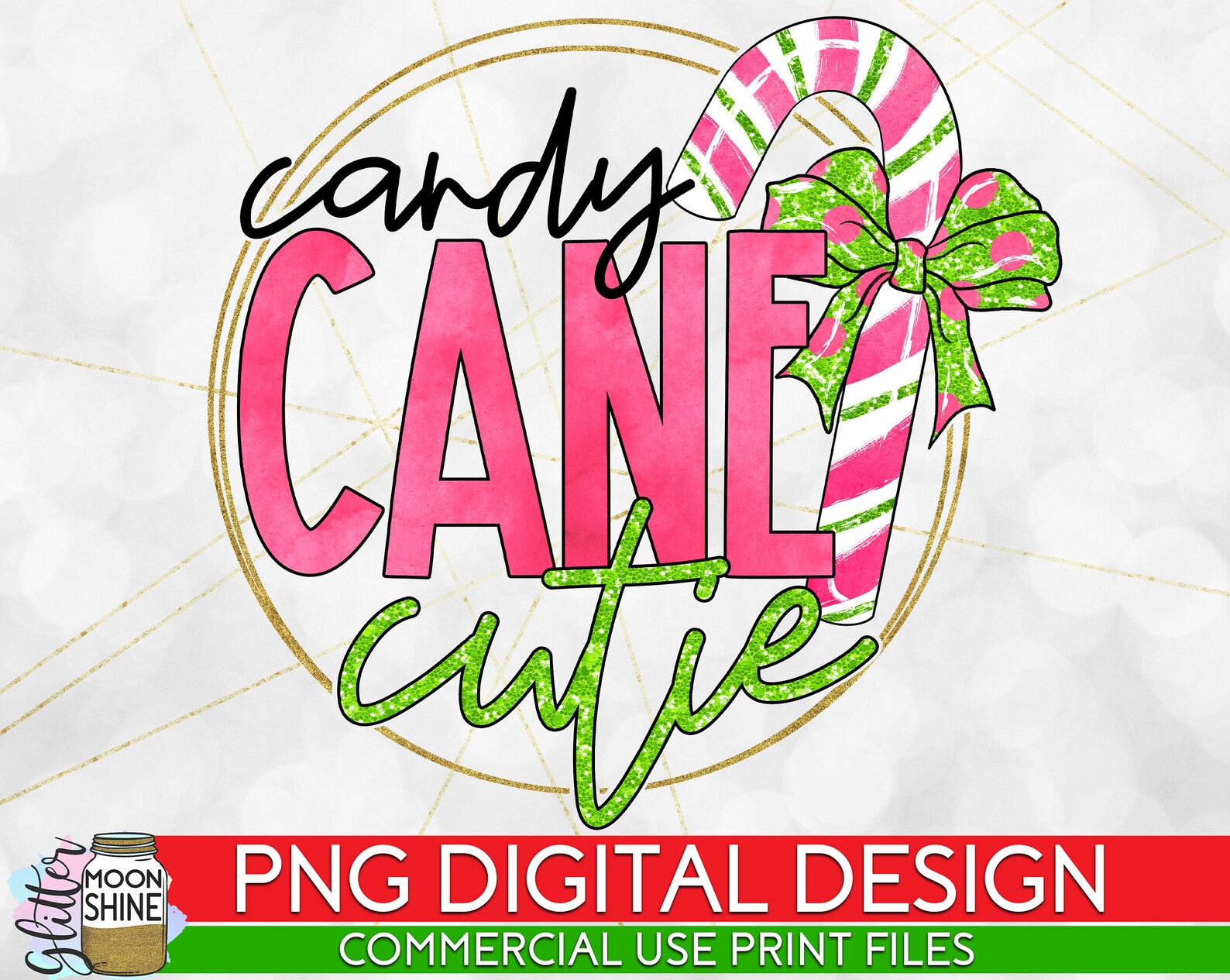 Candy Cane Cutie Pink & Green PNG Print File for Sublimation - Etsy