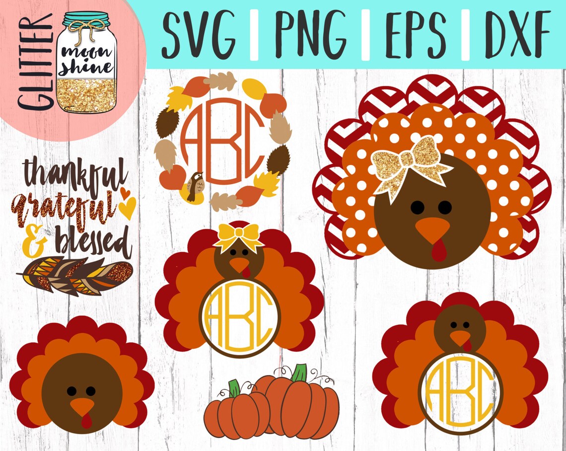 Thanksgiving Turkey Designs Bundle Svg Dxf Eps Png Files for - Etsy