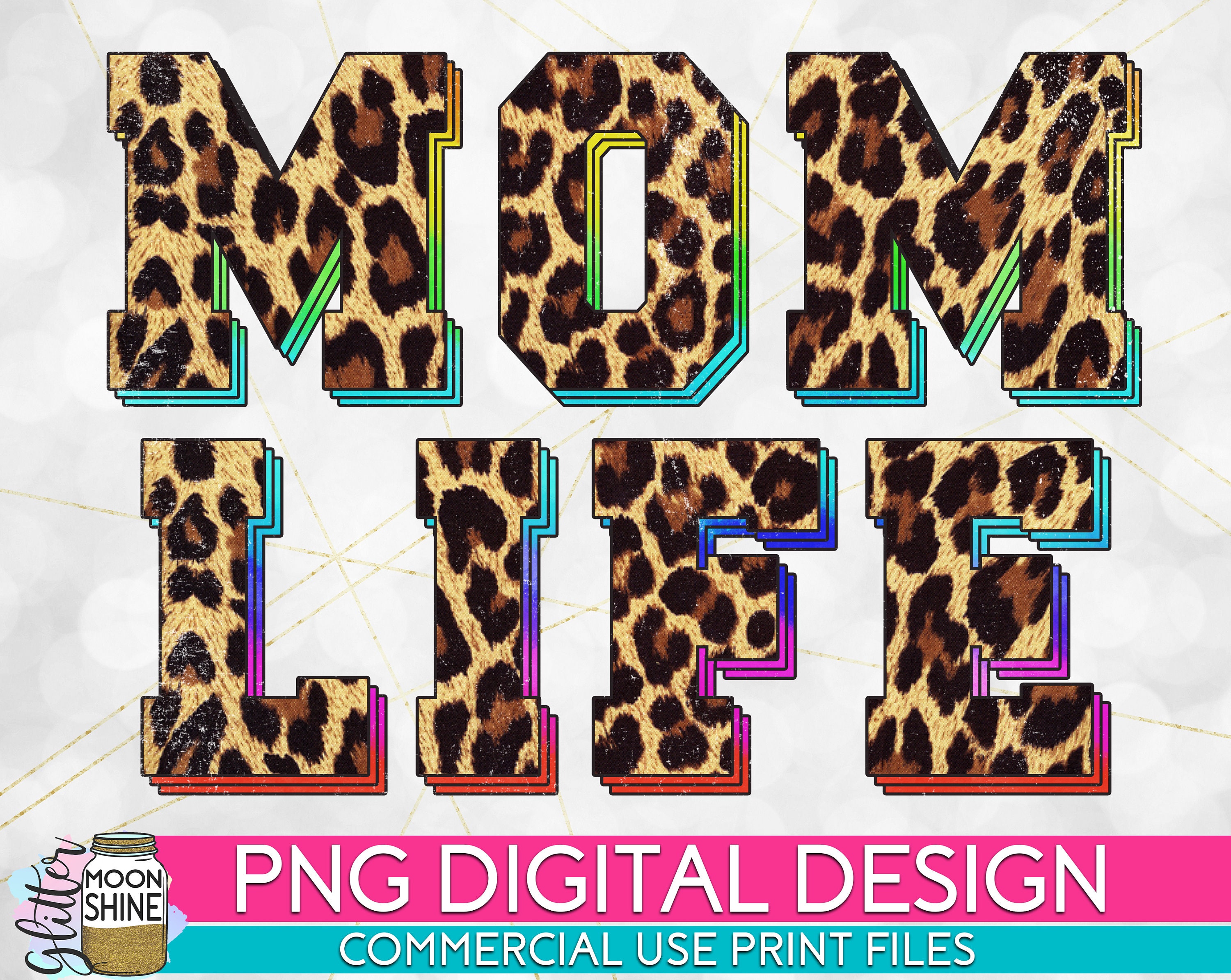 Mom Life Leopard Layered Tie Dye PNG Print File for | Etsy