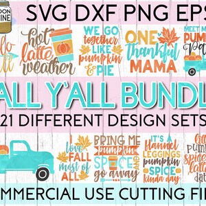 Fall Y'all Bundle of 21 Svg Eps Dxf Png Files for Cutting Machines ...