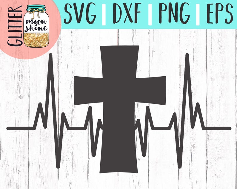 Cross Heartbeat Svg Eps Dxf Png Files for Cutting Machines - Etsy