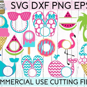 Summer Monogram Frame Bundle of 13 Svg Dxf Eps Png Files for - Etsy