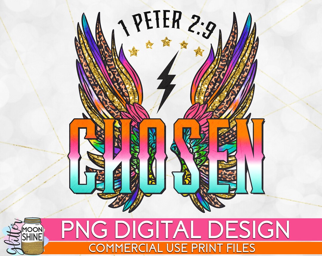 Chosen Retro Wings Tie Dye PNG Print File for Sublimation or Print, DTG ...