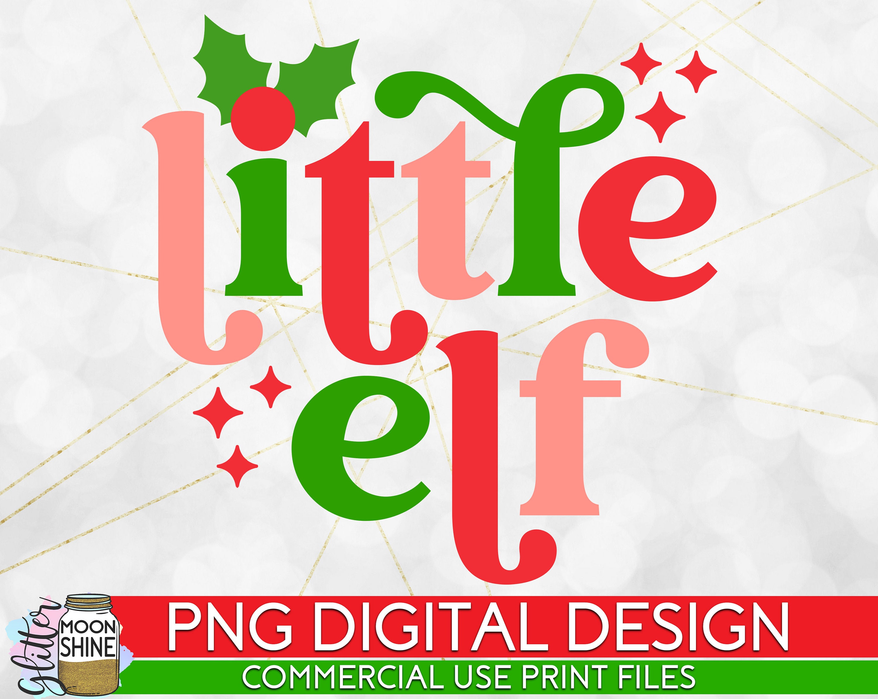 Little Elf Retro Sparkle Pink PNG Print File for Sublimation - Etsy