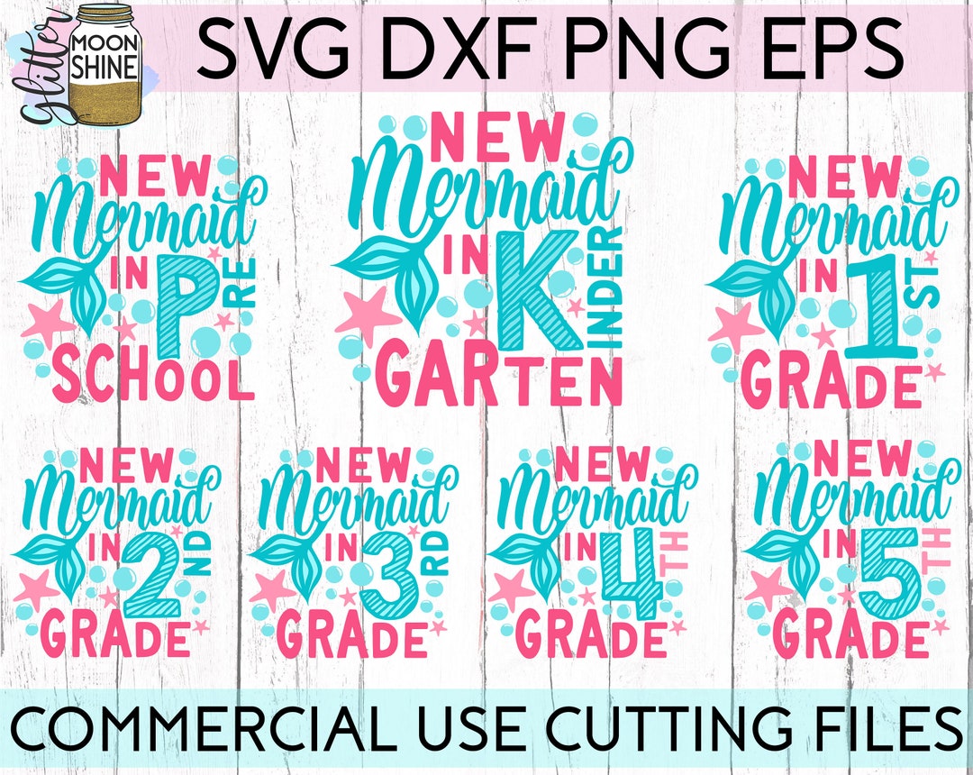 New Mermaid in School Bundle Svg Eps Png Cutting Files for Silhouette ...