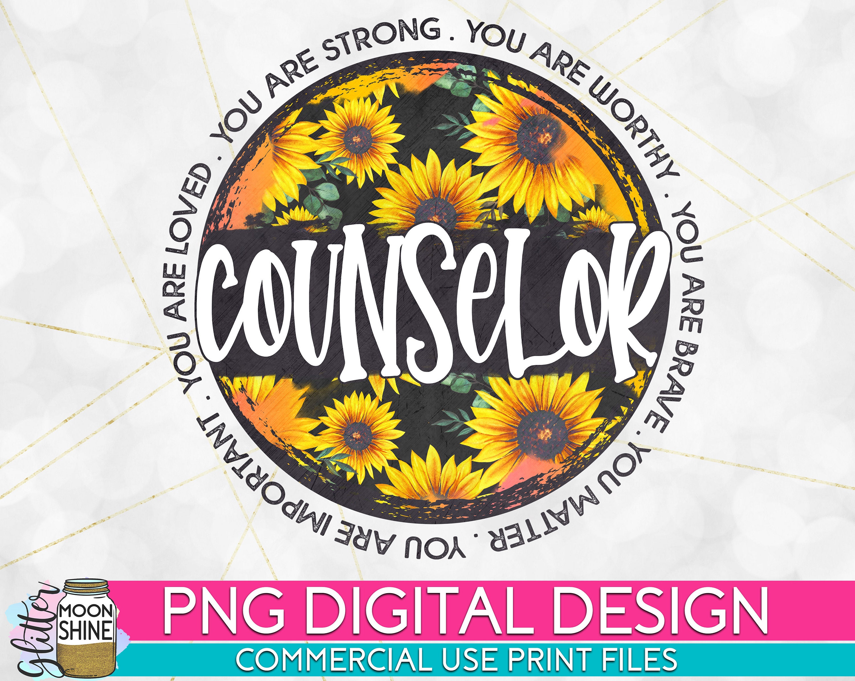 Counselor Sunflower Circle PNG Print File for Sublimation or - Etsy