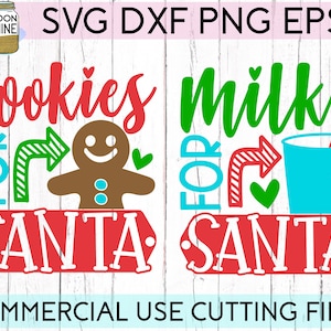 Cookies & Milk for Santa Set Svg Eps Png Dxf Cutting Files for ...