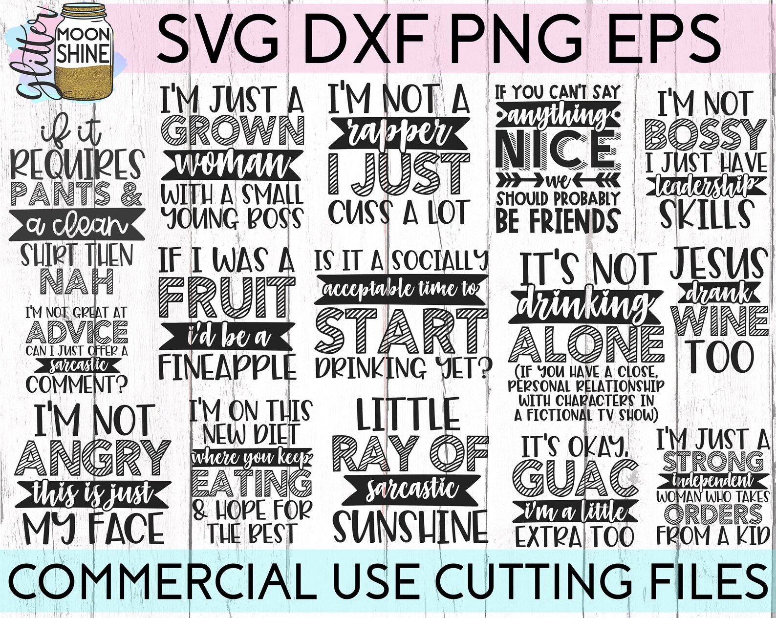 Funny Quotes Bundle of 36 Svg Eps Dxf Png Files for Cutting - Etsy