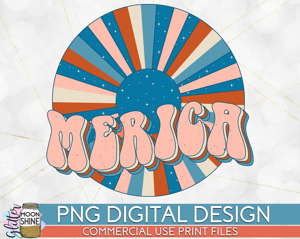 Merica Vintage Sunburst PNG Print File for Sublimation or - Etsy