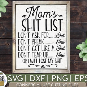 Mom's S List Uncensored Svg Eps Dxf Png Files for Cutting Machines ...
