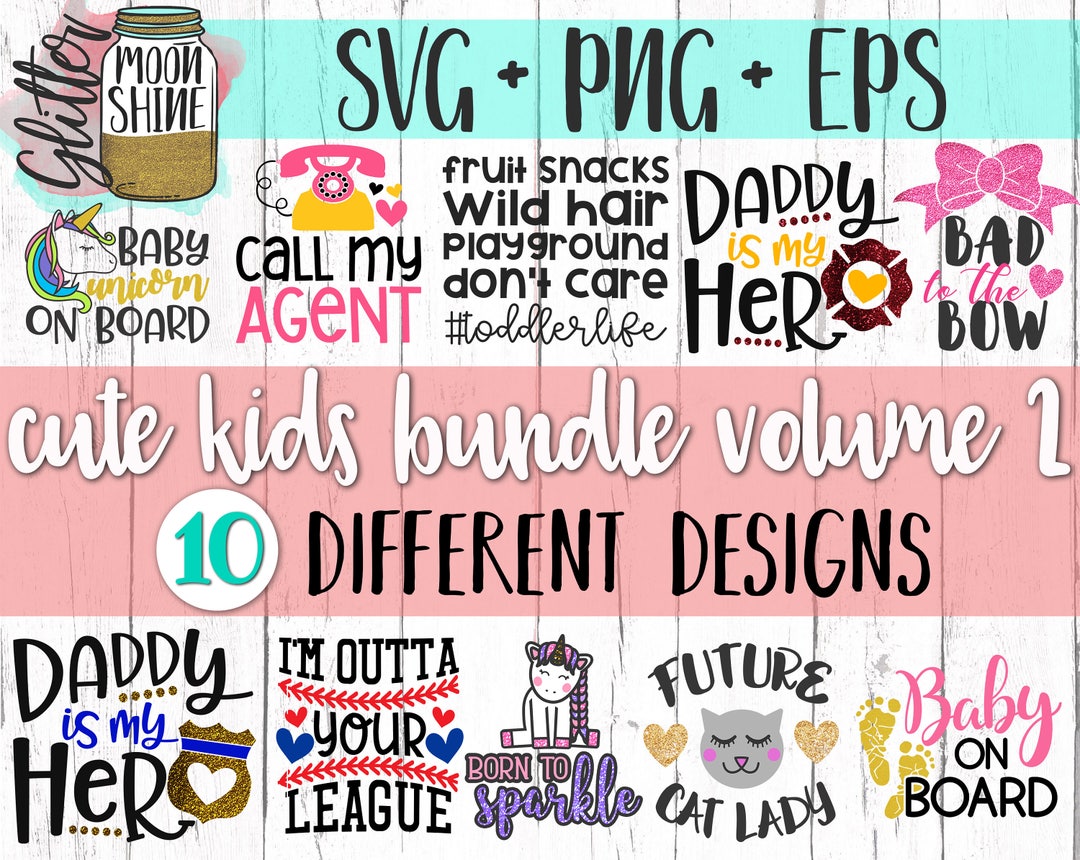 Cute Kids Bundle Volume 2 Svg Dxf Eps Png Files for Cutting Machines ...