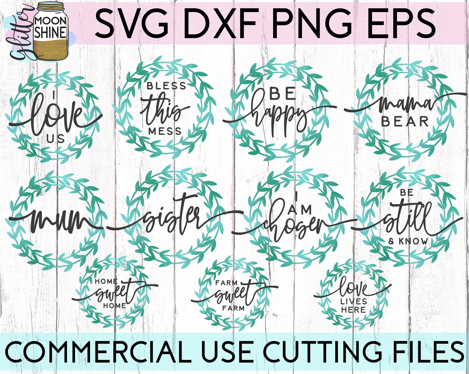 Rustic Wreath Bundle of 46 Svg Eps Dxf Png Files for Cutting | Etsy