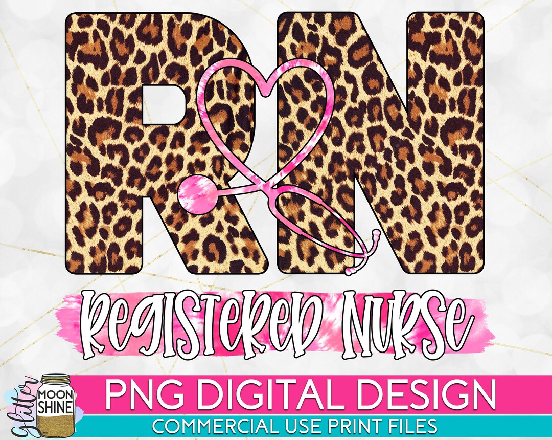 RN Nurse Pink Leopard PNG Print File for Sublimation or Print, DTG ...