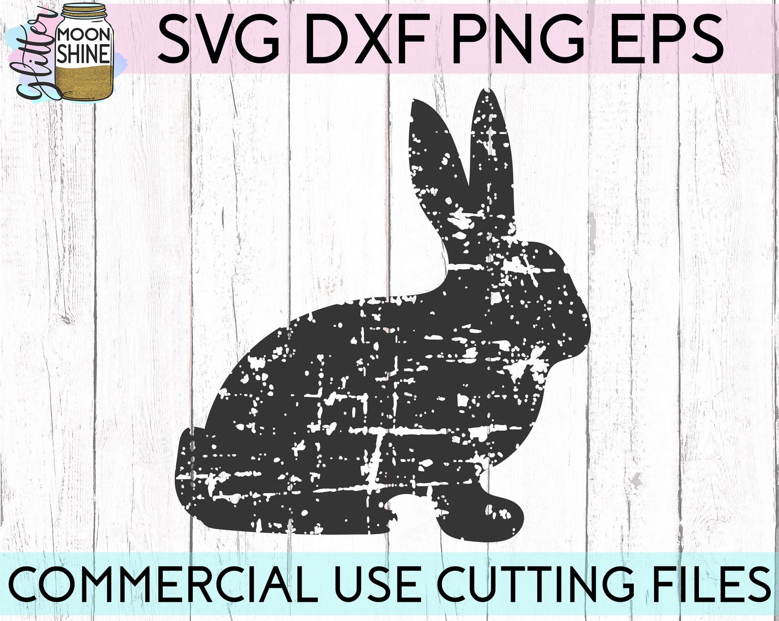 Distressed Bunny Svg Dxf Png Eps Files for Cutting Machines - Etsy