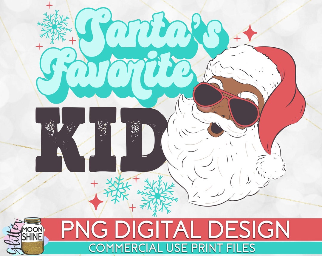 Santa's Favorite Kid Retro Blue 2 PNG Print File for Sublimation or ...