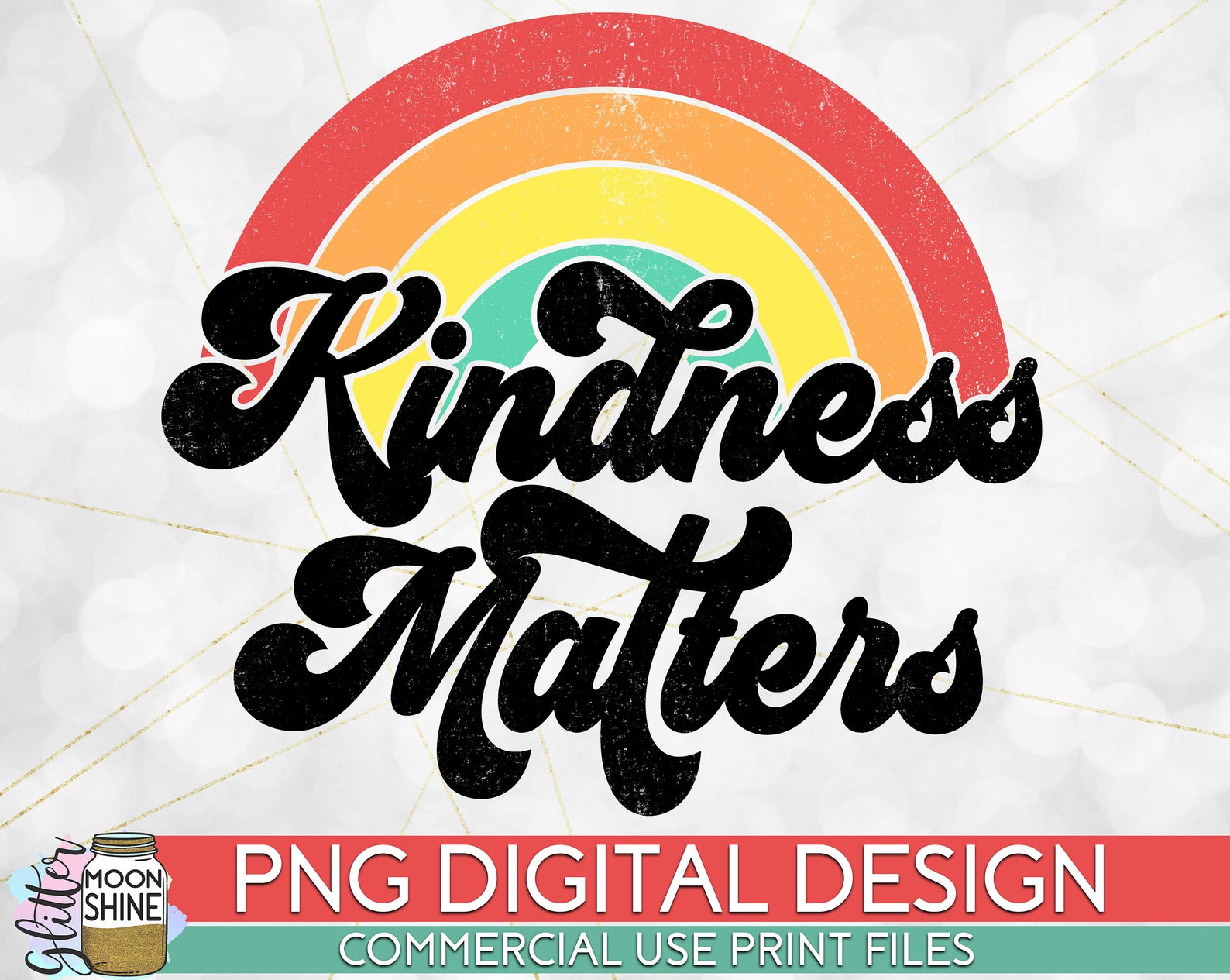 Kindness Matters Vintage Rainbow PNG Print File for | Etsy