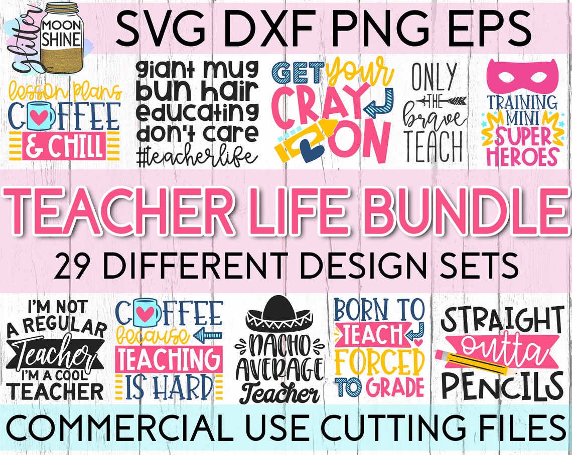 Teacher Life Bundle of 29 Svg Eps Dxf Png Files for Cutting - Etsy