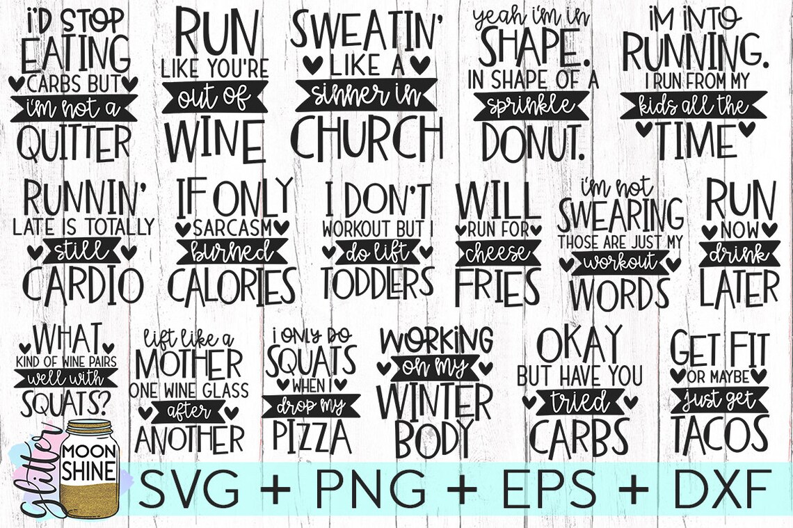 Mom Fitness Bundle of 24 Svg Eps Dxf Png Files for Cutting - Etsy