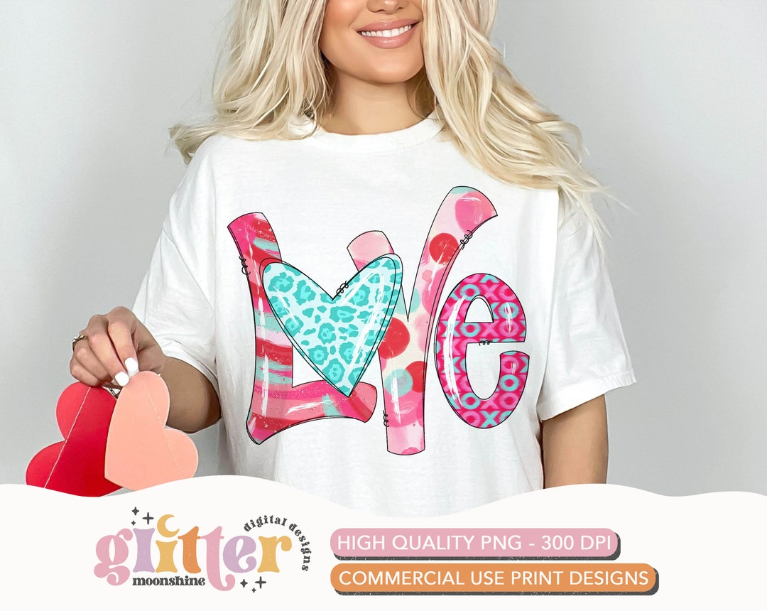 Love Red Teal Valentine's PNG Print File for Sublimation or Print ...