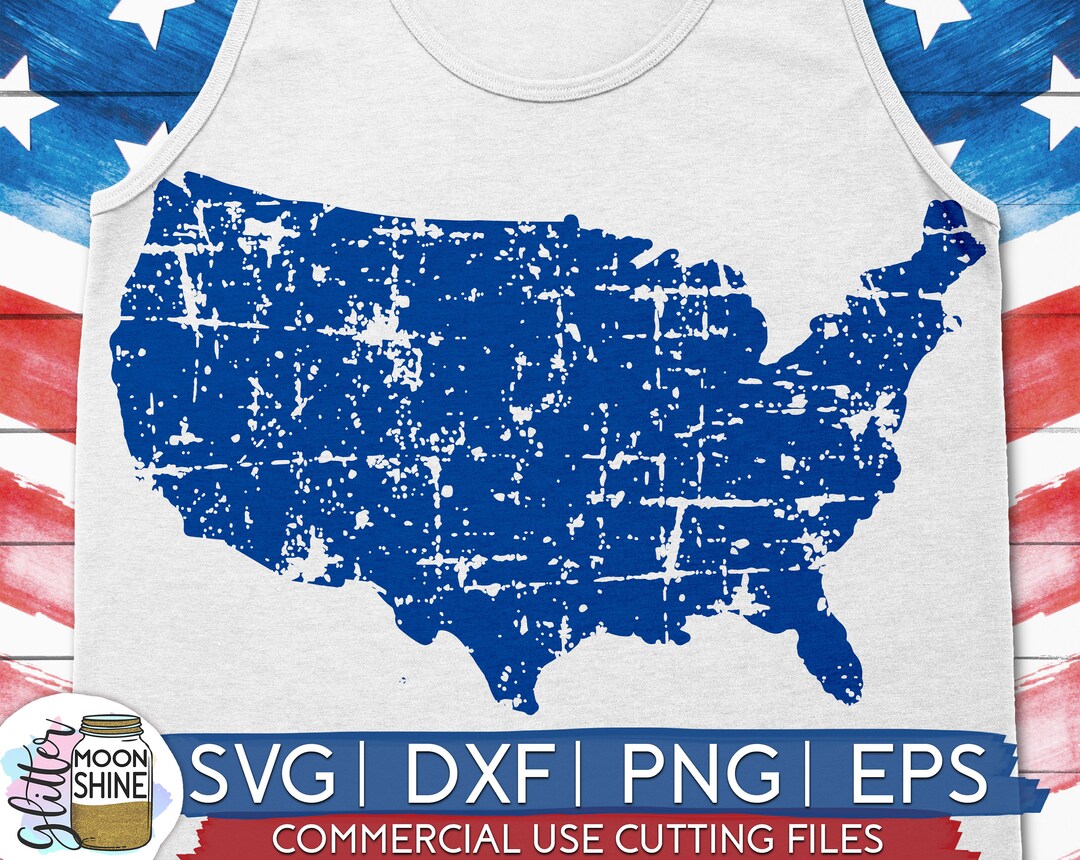 Distressed United States Map Svg Dxf Eps Png Files for Cutting Machines ...
